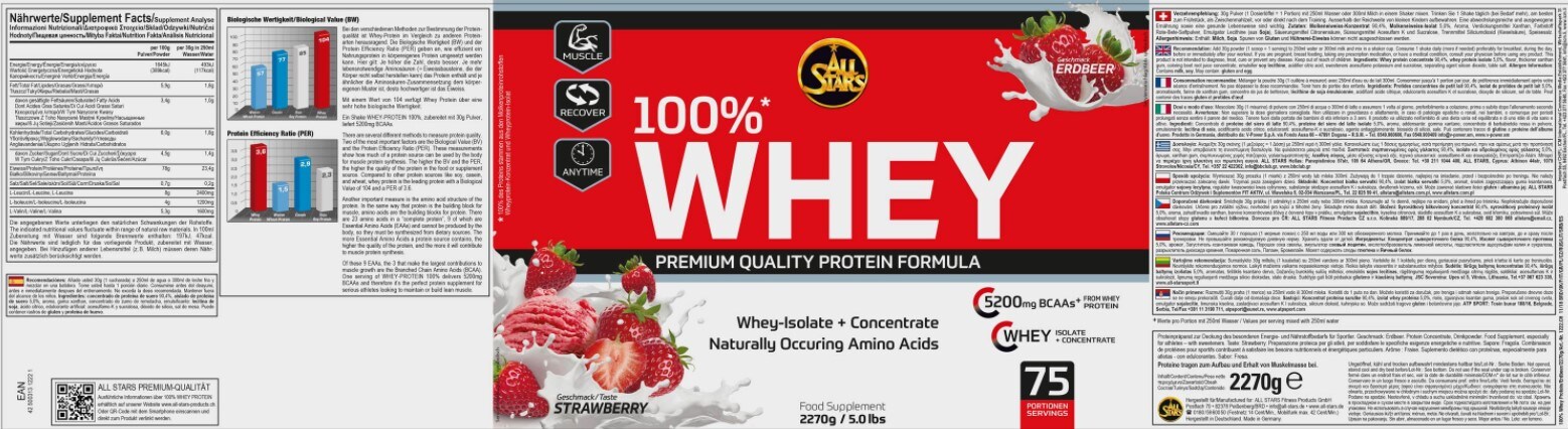 All Stars 100% Whey Protein (2270 can) (Strawberry, 2300 g) - Galaxus