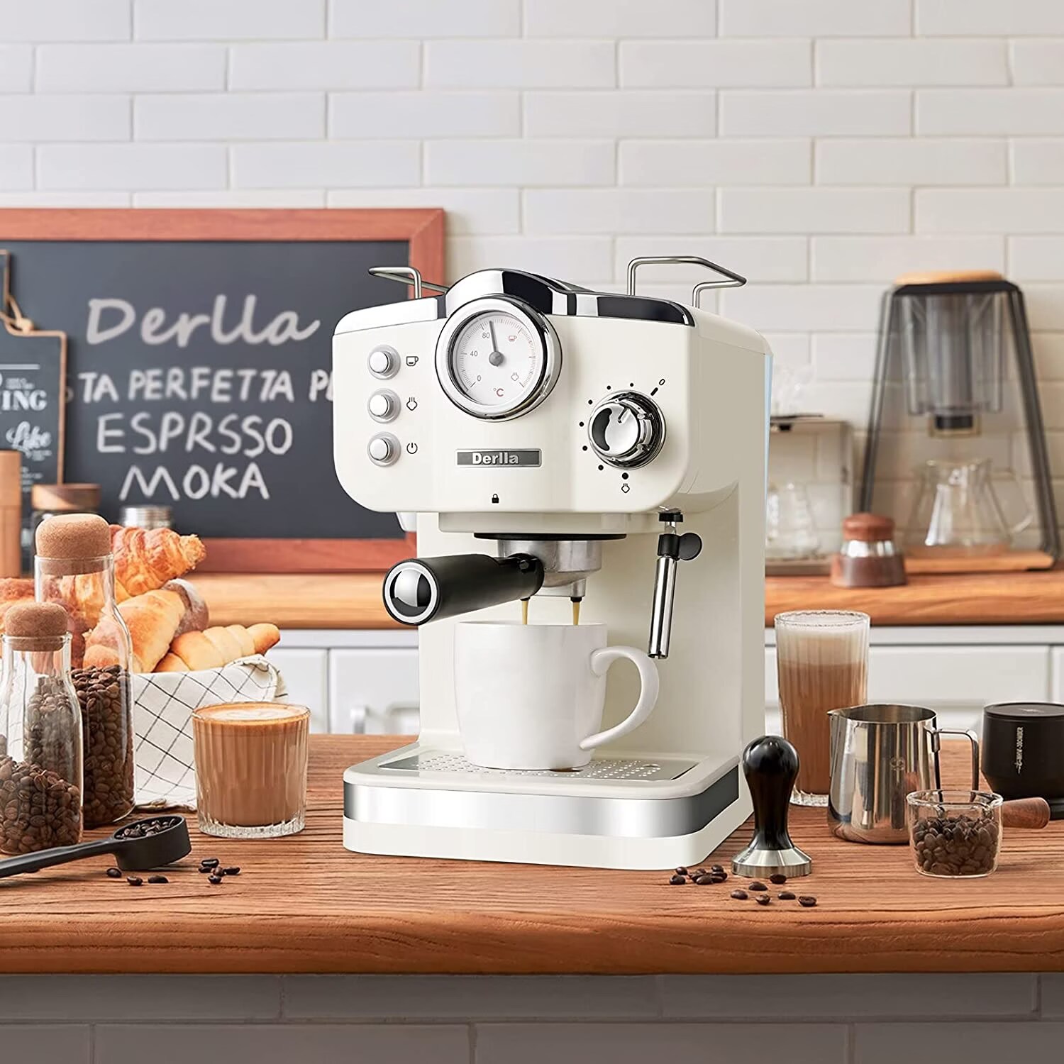 Derlla Retro-Kaffeemaschine, Weiss - kaufen bei Galaxus