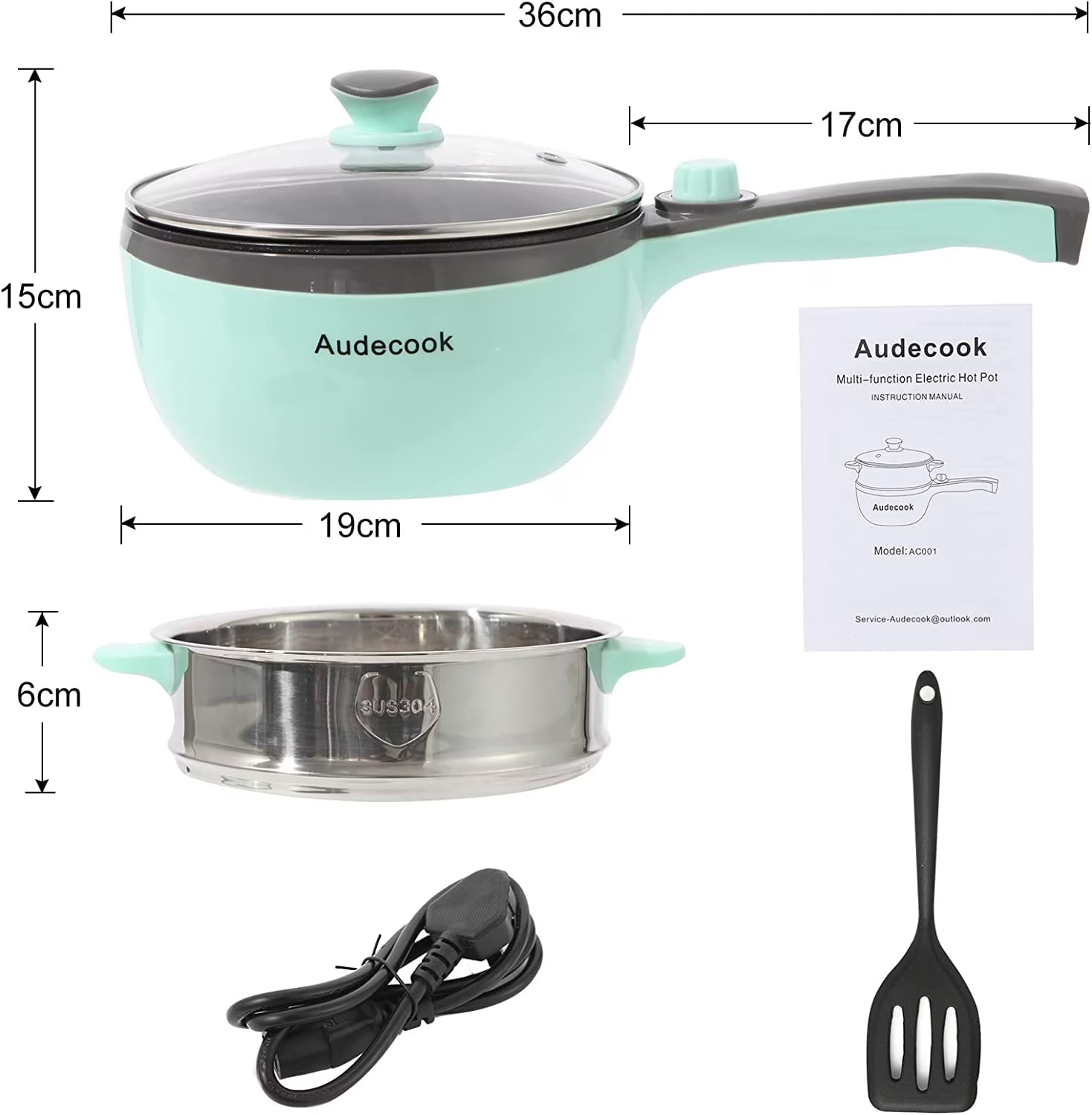 Audecook Hot Pot avec cuiseur vapeur, Vert - acheter sur Galaxus