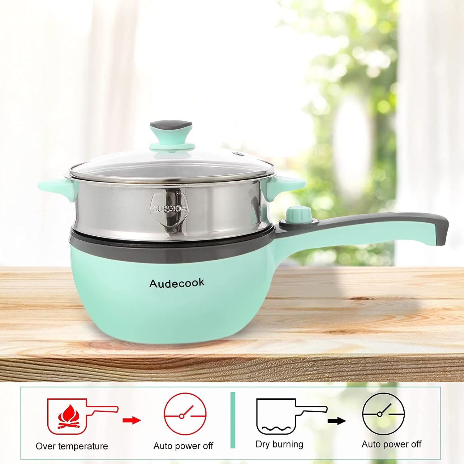 Audecook Hot Pot avec cuiseur vapeur, Vert - acheter sur Galaxus